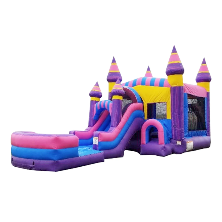 Large pink castle bounce house combo - BounceVille USA